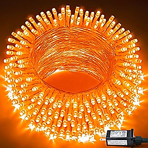 JMEXSUSS 100 LED Orange String Lights, 8 Modes Orange Halloween Lights Indoor, 33ft Orange Lights Outdoor Waterproof for Halloween Decorations, Fireplace, Party, Tree, Garden, Christmas