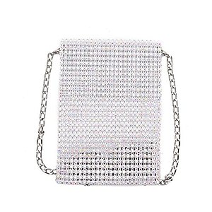 AIBEARTY Women Girls Sparkly Rhinestone Cell Phone Purse Mini Crossbody Bag Evening Clutch Shoulder Bag with Metal Chain