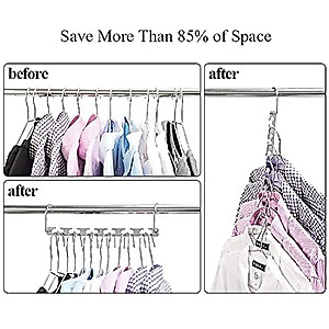 Magic Clothing Hangers Space Saving Sturdy Metal Hangers Wardrobe Closet Organizer Space Saving Hanger Pack of 6 Cascading Hangers