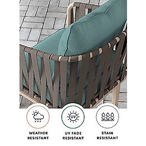 Honeycomb Outdoor Textured Solid Coastal Blue Deep Seating Patio Cushion Set: Resilient Foam Filling, Weather Resistant, Stylish Set, Seat: 24" W x 23" D x 6.5” T; Back: 27" W x 24” L