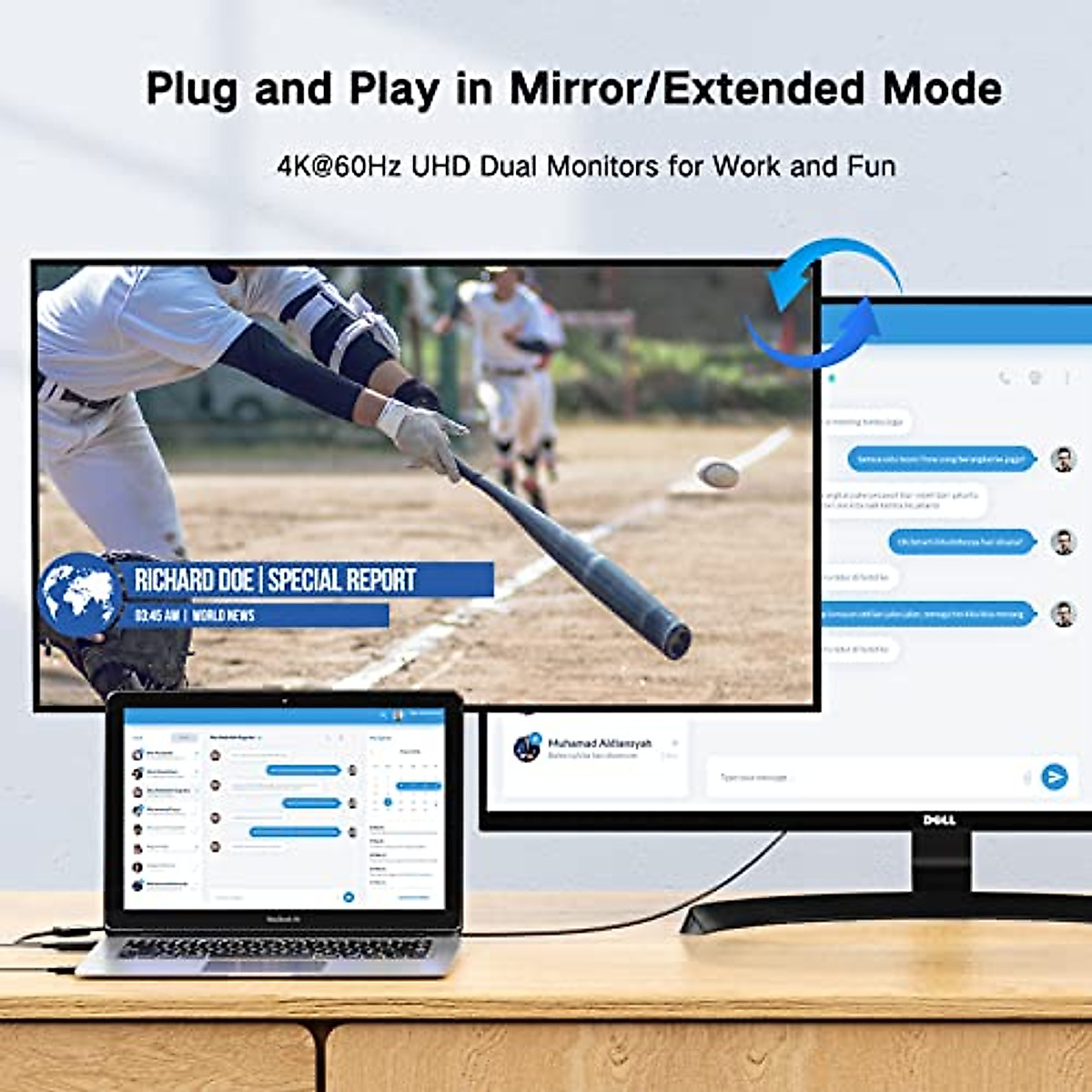 FOINNEX HDMI to DisplayPort Adapter, 4K@60Hz Not-Bidirectional HDMI to Display Port, Unidirectional HDMI Source to DP Display Male to Female for Computer, Monitor, PS4, NS
