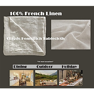 L Linen World 100% Linen Tablecloth,60x90 Inch Natural French Flax Rectangular Oblong Table Cloth for Kitchen, Dining, Party,Indoor,Outdoor,Weddings,Decorative Valentine's Day,Spring,Easter