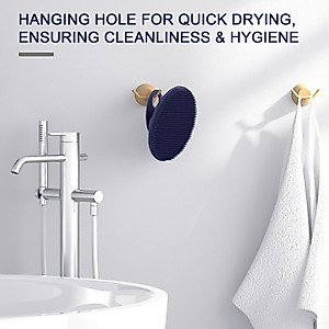 BEAUTAIL Silicone Body Scrubber Shower Bath Wash Brush Gentle Exfoliating Scrub Cleansing Loofah for Women Men Baby Sensitive Skin, Easy to Clean, Lather Nicely, More Hygienic, 1 Pack, Blue