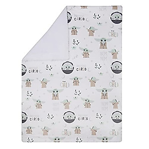 Lambs & Ivy Star Wars The Child/Baby Yoda/Grogu White Minky/Fleece Baby Blanket
