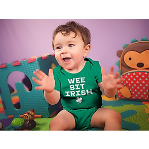 St Patricks Day Baby Onesie - Wee Bit Irish Funny Irish Baby Infant Shirt - Kelly-6M