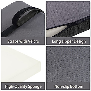 baibu 36 Inch Metal Bench Cushion with Ties, Non-Slip Rectangle Bench Seat Cushion Kitchen Bench Cushion with Machine Washable Cover - One Pad Only (Black, 36x15x1.5in)