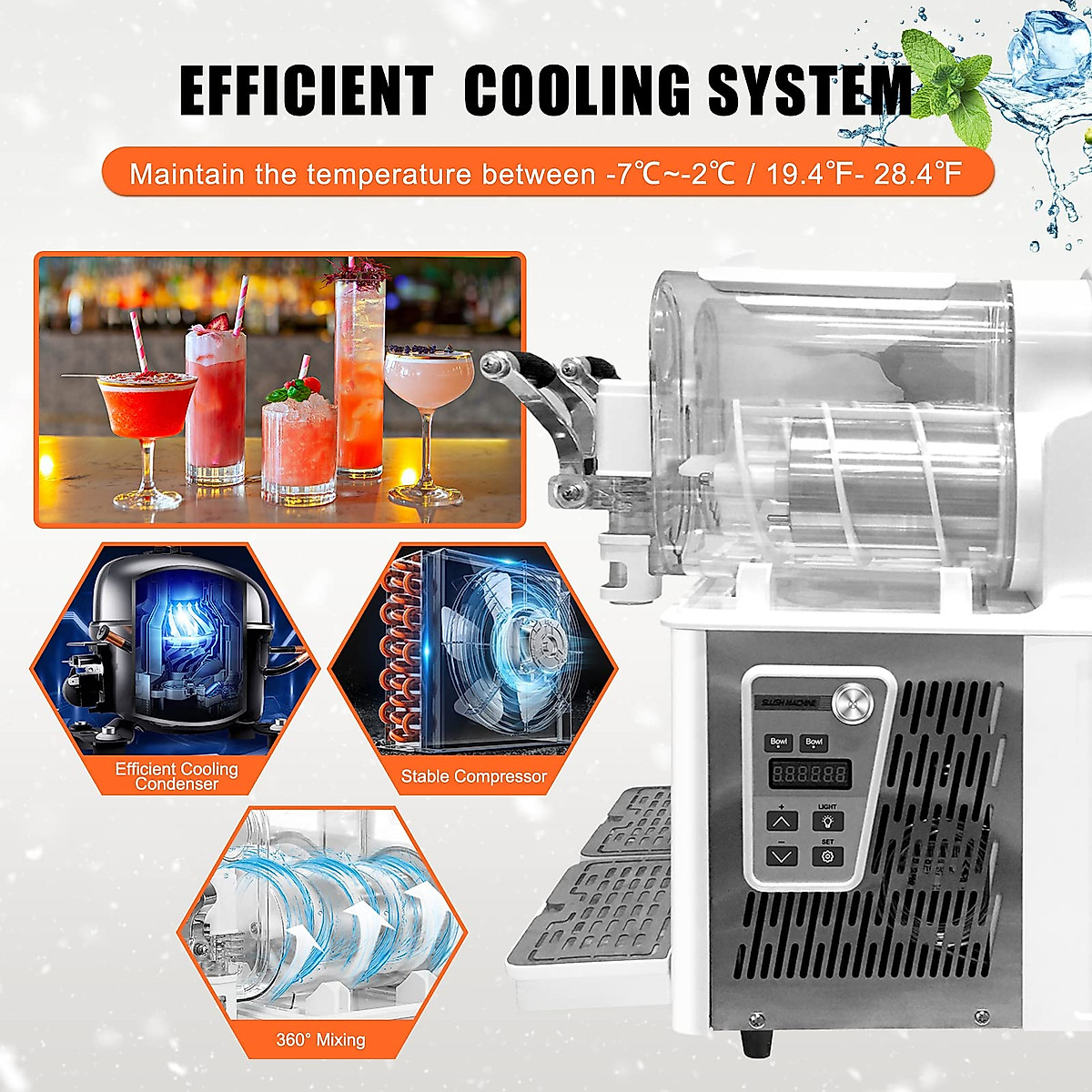 110V 340W Commercial Margarita Machine 2 Tank 6L, Efficient Cooling Commercial Slushy Machine Stainless Stee Frozen Drink Slush Machine for Home Cocktail Ice Coffee