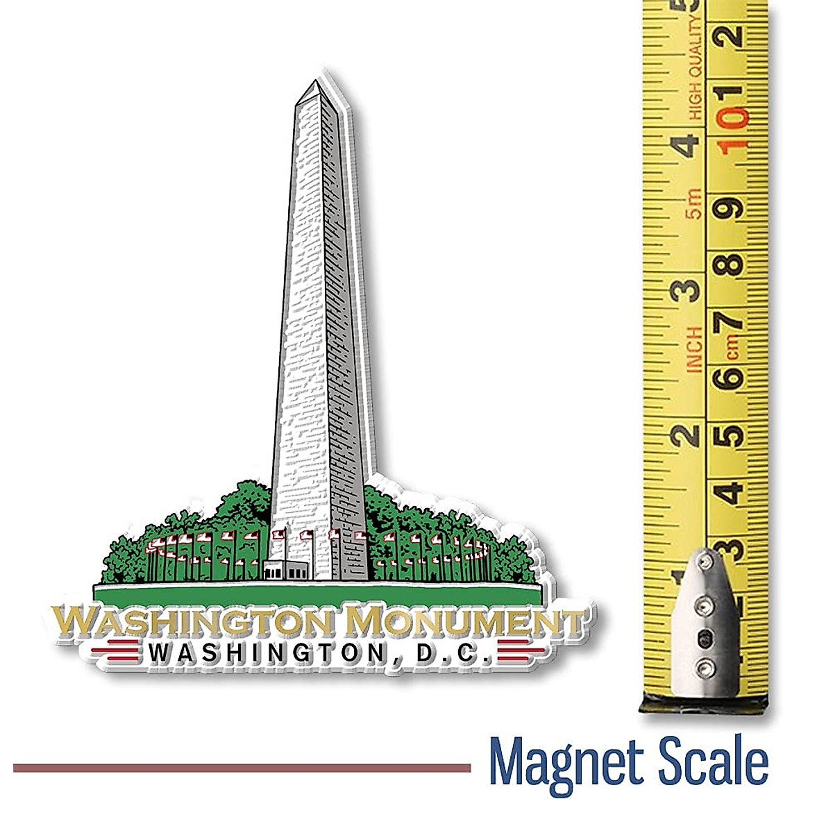 Washington Monument Magnet by Classic Magnets, Washington D.C. Series, Collectible Souvenirs Made in The USA, 3.8" x 4.2"