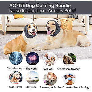 AOFITEE Dog Ear Muffs Noise Protection, Dog Calming Hoodie, No Flap Ear Wraps for Dogs, Soft Dog Noise Cancelling Ear Muffs, Dog Ear Cover for Anxiety Relief, Fireworks, Dog Ear Protection Grooming