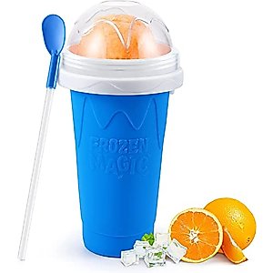 Slushie Maker Cup - TIK TOK Quick Frozen Magic Cup, Double Layers Slushie Cup, DIY Homemade Squeeze Icy Cup, Fasting Cooling Make And Serve Slushy Cup For Milk Shake, Smoothies, Slushies - Blue…