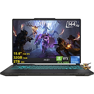 MSI Cyborg 15 Gaming Laptop 15.6" FHD IPS 144Hz Display 12th Gen Intel 10-core i7-12650H Processor 32GB RAM 2TB SSD GeForce RTX 4060 8GB Graphics Backlit Keyboard USB-C Win11 Black + HDMI Cable