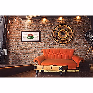 Friends Central Perk Coffee Shop 3-Seater Couch Authentic Replica | Upholstered Orange Sofa For Living Room, Guest Room, Media Room | 90 x 41 x 43 Inches