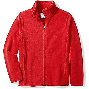 Amazon Essentials Boys' Polar Fleece Full-Zip Mock Jacket - Discontinued Colors, Red, Large