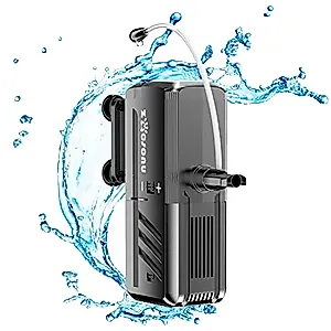 ZOCSONU Submersible Aquarium Filter, Internal Aquarium Filter, 6W Adjustable Fish Tank Filter for 5-10 Gallon Salt Water/Fresh Water Fish Tank, with 2 Stages and 4 Strong Suction Cups