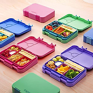 Caperci Versatile Kids Bento Lunch Box - Leakproof 6-Compartment Children's Lunch Container with Removable Compartment - Ideal Portions for Ages 3 to 7, BPA-Free Materials (Purple)