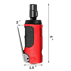 Goplus 1/4-inch Compact Straight Air Die Grinder, 25000 RPM Free Speed w/ 1/4" ，1/8" Collets and 2 Wrenches (Red+Black)