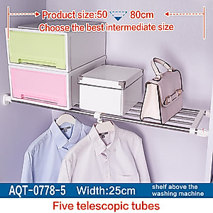 Hershii Expandable Shelf Rod Closet System 5-Bar Telescopic Heavy Duty Clothes Hanger Adjustable DIY Storage Organizer Shoe Rack