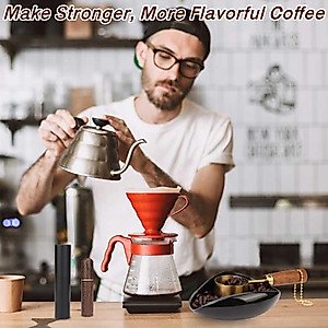 FWUNYVN 4Pcs Coffee Bean Dosing Cup, Spray Bottle, Spoon and Stirrer Tool Set, Coffee Bar Accessories Ceramic Espresso Dosing Funnel Spray Bottle for Reducing Coffee Static, Coffee Lover Gift (Black)