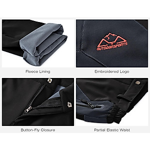 Rdruko Women's Snow Pants Waterproof Insulated Fleece Thermal Ski Hiking Snowboard Pants(Black, US M)