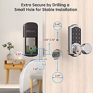 Smart Deadbolt, SMONET Front Door Lock Keyless Entry, Bluetooth Electronic Touchscreen Keypad, Physical Keys, Auto Lock, Remote Control, Send eKey, Airbnb, Apartment
