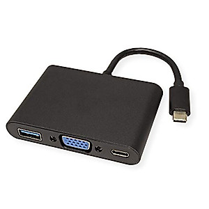 Value 12993201 usb3.1 Display Adapter – Type C to VGA + USB 3.0 A Type C (Power Delivery) Black