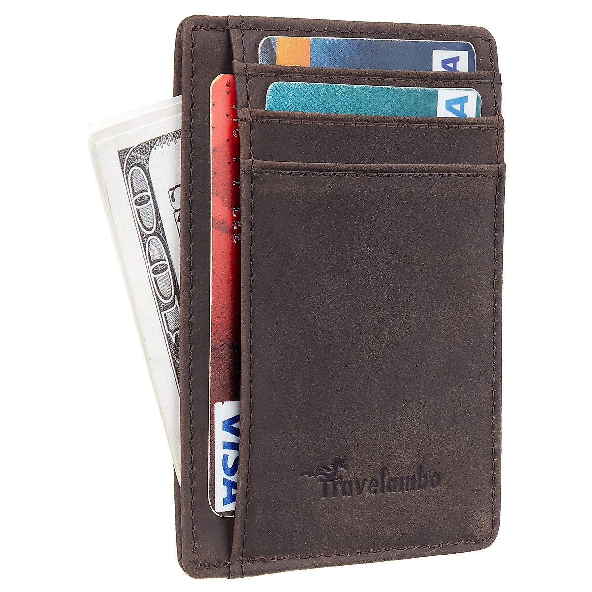 Travelambo Womens Multi Card Case Wallet & Front Pocket Minimalist Leather Slim Wallet