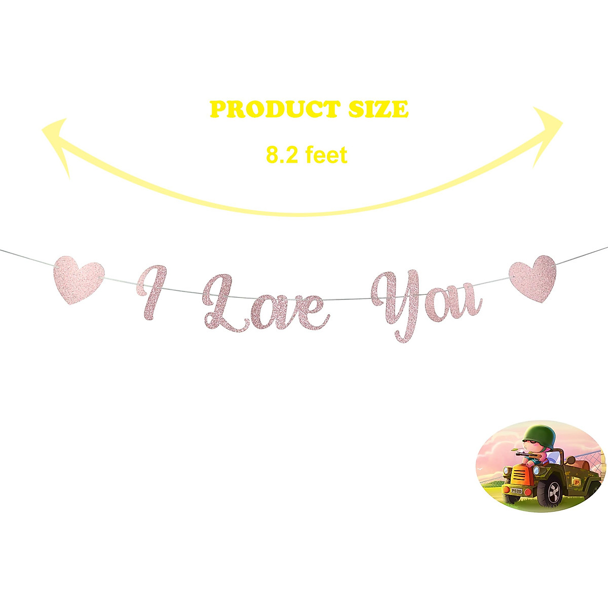 Rose Gold I Love You Banner, Happy Father's Day Father's Birthday Decorations Happy Mother's Birthday,Valentine's Day Party Decorations Wedding Anniversary Bridal Party Photo Props