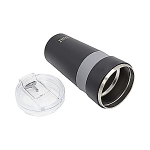 BUILT 24 Ounce Shasta Double Wall Vacuum Insulated Stainless Steel Coffee and Water Tumbler with Easy to Clean Flip to Open Tritan Lid, Black and Gray