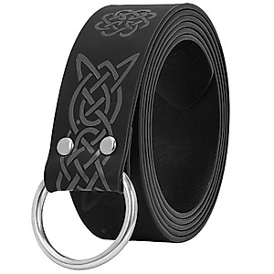 XZQTIVE Medieval Vintage Belt for Men Embossed Leather Renaissance Knight Belt O Ring Costume Belts