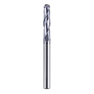 SpeTool 14411 Ball Nose Carbide End Mill CNC Cutter Router Bits Double Flutes Spiral Milling Tool 1/4 inch Shank with 3 inch Over Length