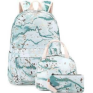 Bluboon Teen Girls School Backpack Kids Bookbag Set with Lunch Box Pencil Case Travel Laptop Backpack Casual Daypacks (Gray)