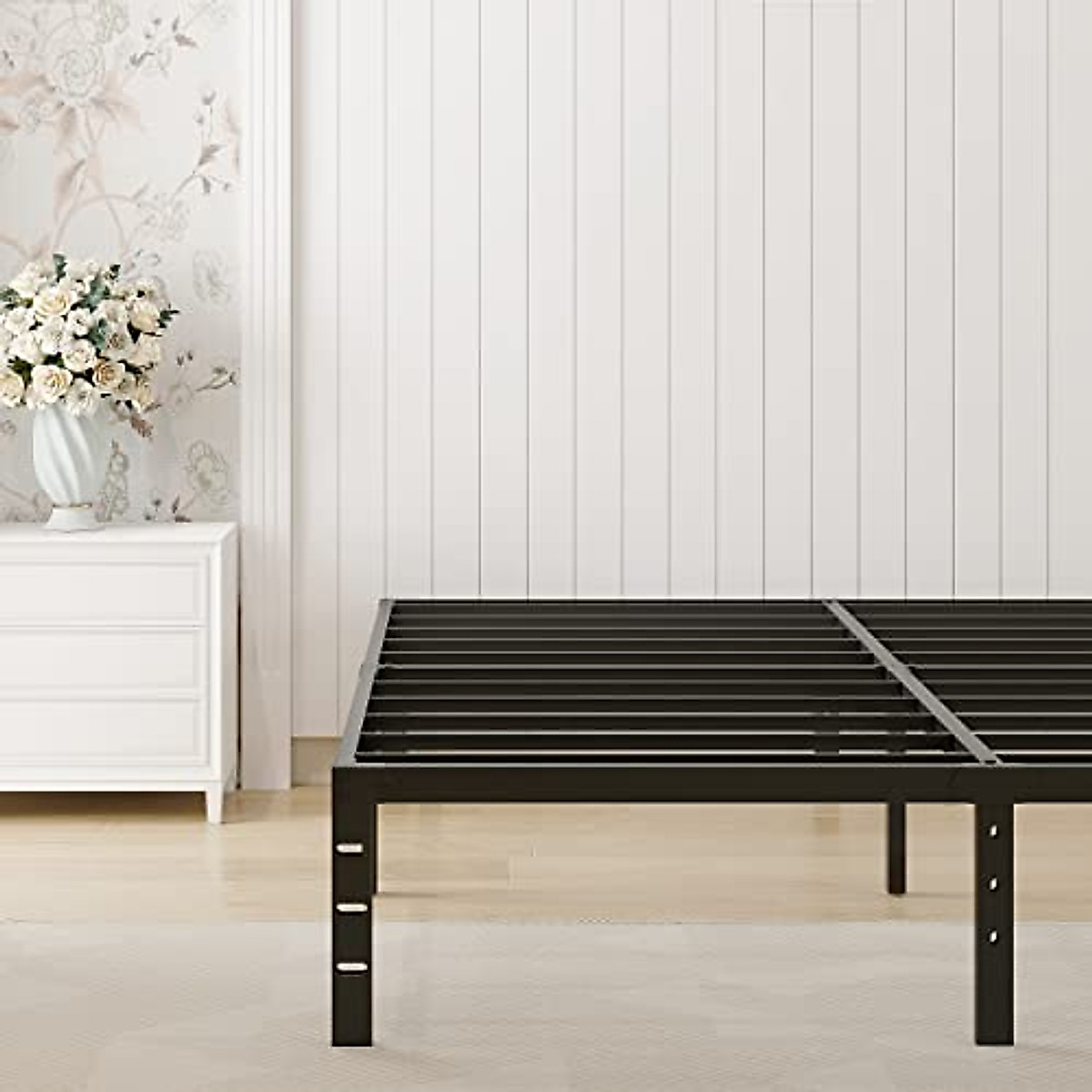 zunatu 14-Inch Metal Bed Frame Platform Heavy Duty Sturdy Foundation with Storage Space Squeak Resistant Easy Assembly,NO Box Spring Needed, Queen