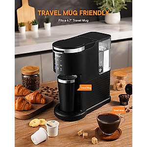 KIDISLE 3 in 1 Single Serve Coffee Maker for K Cup Pods & Ground Coffee & Teas, 6 to 14oz Brew Sizes, with 40oz Removable Water Reservoir, Self-cleaning Function, Black