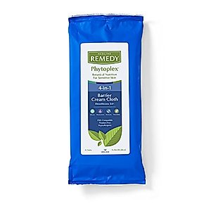 Medline Remedy Phytoplex 4-in-1 Barrier Cream Cloths with Dimethicone, All in 1 Wipe for Incontinence Care (8 Count, 32 Packs)