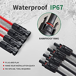 Solar Y Connector 12AWG Solar Panel Y Cable,4 mm²1 Pair Solar Panel Parallel Connectors 1 to 4 Solar Connector Solar Cable Wire Plug Tool Kit for Solar Panel