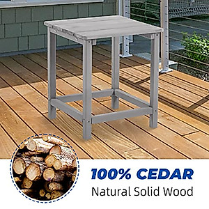 Outdoor Wooden Adirondack Patio Side Table, Cedar Wood Garden End Table, Coffee Table for Indoor or Outdoor