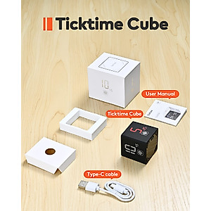 Ticktime Cube Pomodoro Timer, Productivity Timer, Pause & Resume, Mute, Vibration & Adjustable Sound Alert, for Task, Work, ADHD, ADD, Meeting, 1/3/5/10/15/25/45/60min & Custom Countdown - Black