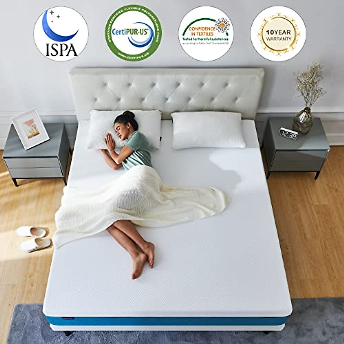 IYEE NATURE Twin Size Mattress 8 inch Memory Foam Mattress/CertiPUR-US Certified Foam Bed Mattress in a Box Medium Firm Foam Mattresses Twin Mattress 8 Inch39*75"*8"