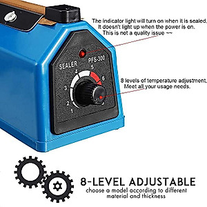 JIMBOH Impulse Sealer 8 Inch Manual Mini Bag Sealer Heavy Duty Heat Sealer Machine with Extra Replace Element Grip Manual Plastic Bags Sealer for Sealing Foods, PE & PP Bags