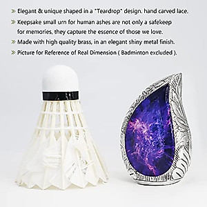 M MEILINXU Small Keepsake Urn for Human Ashes - Mini Cremation Urns for Ashes - Fits a Small Amount of Cremated Remains -Display Urn at Home or Office (Purple Starry Sky - Made of Brass Hand Engraved