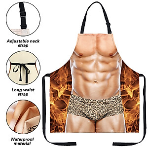 A AIFAMY Funny Men Cooking Grilling Aprons Muscles Guy BBQ Funny Gag Gifts for Christmas, White Elephant Gift Exchange (Muscleman 2, One Size)