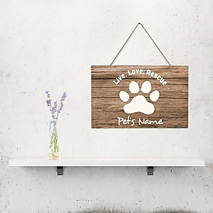 SUQINFA Custom Live Love Dog Paw Dog Sign Hanging Door Sign, Personalized Pet Name Puppy Wall Sign, Customized Dog House Wooden Plaques Wall Art for Home Garden Yard Decor