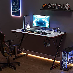 DESINO Gaming Desk 32 Inch PC Computer Desk, Home Office Desk Table Gamer Workstation, Simple Game Table, White