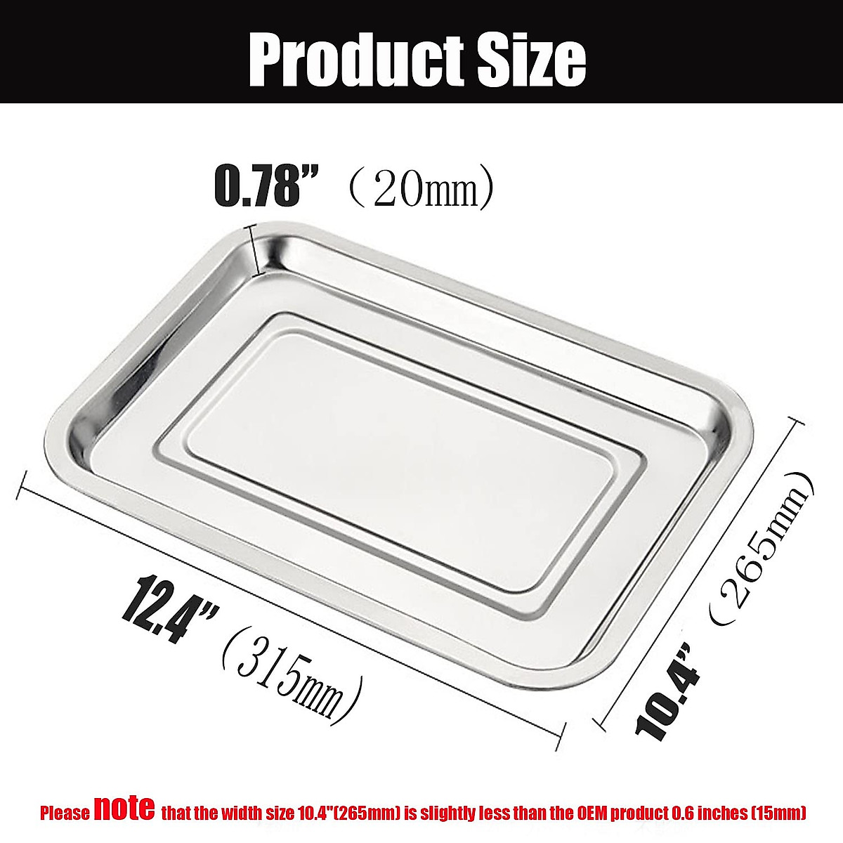 Thinkorb Toaster Oven Pans Stainless Steel Baking Tray Compatible with Cuisinart Air Fryer Toaster Oven TOA-60 and TOA-65, Cookie & Bread Baking Sheet Pan (12.4x10.06 inch)