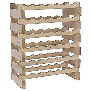 DisplayGifts Modular Stackable Wine Rack Freestanding Wooden Wine Stand Storage Holder, For Basement Pantry Room Wine Cellar or tight space, Wobble-Free 36 Bottle Capacity 6 X 6 Rows (Unfinished Wood)
