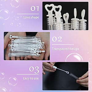 Faxco 50 PCS Bubble Wand, White Heart Bubble Stick Tube, Wedding Bubbles Toy, Party Favors for Anniversaries, Valentine's Day, Festival Gift(No Bubble Liquid)