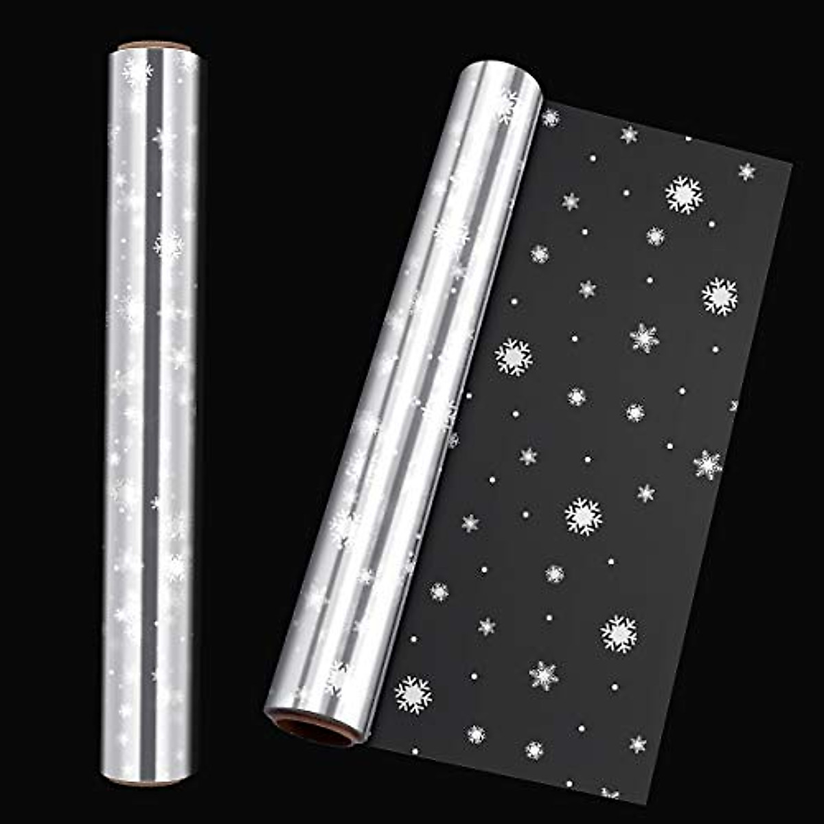 NUOBESTY Cellophane Wrap Roll | 2.5 Mil Thickness Snowflake Printed Gift Wrap Cellophane Cello Rolls for Christmas Gifts Baskets Arts Crafts