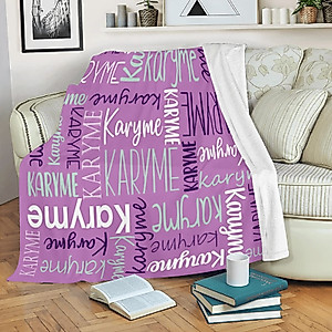 Personalized Blankets with Names Baby Gifts for Girls Boys Custom Soft Fleece Sherpa Name Blanket for Kids and Adults Birthday for Daughter Son Granddaughter Grandson (Light Purple)