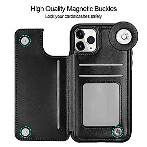 HianDier Wallet Case for iPhone 11 Pro Max Case Slim Protective Case with Credit Card Slot Holder Flip Folio Soft PU Leather Magnetic Closure Cover for 2019 iPhone 11 Pro Max 6.5 Inches, Black