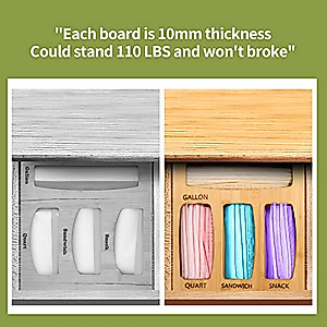 Ziplock Bag Organizer, Plastic Bag Storage, Food Storage Bag Bamboo Holder for Kitchen Drawer, Compatible with Ziplock Gallon, Quart, Sandwich & Snack Variety Size Bag